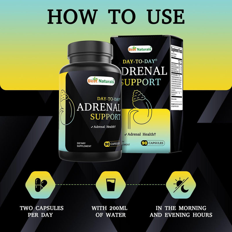 Best Naturals Day-to-Day Adrenal Support Supplements - 90 Veg Capsules ...