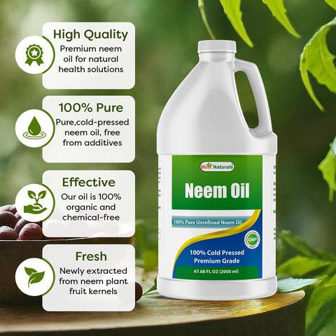 Best Naturals 100% Pure Neem Oil, 100% Cold Pressed and Unrefined - 68 ...